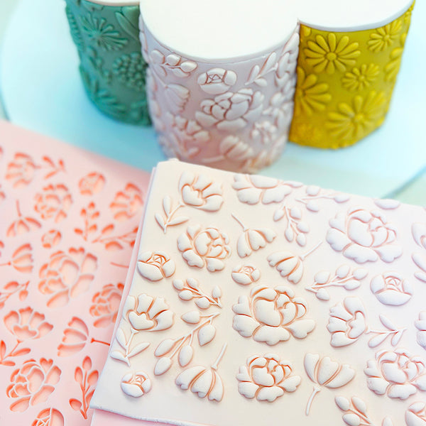 Fondant Pattern Plate- Peonies - somethingforcake
